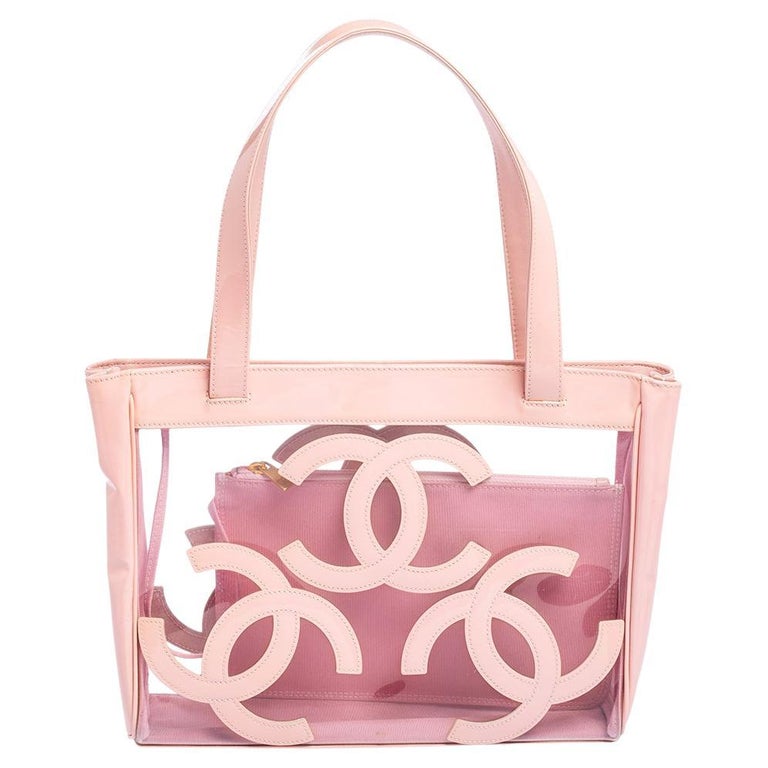 Chanel Light Pink PVC and Patent Leather Medium Triple CC Tote at 1stDibs