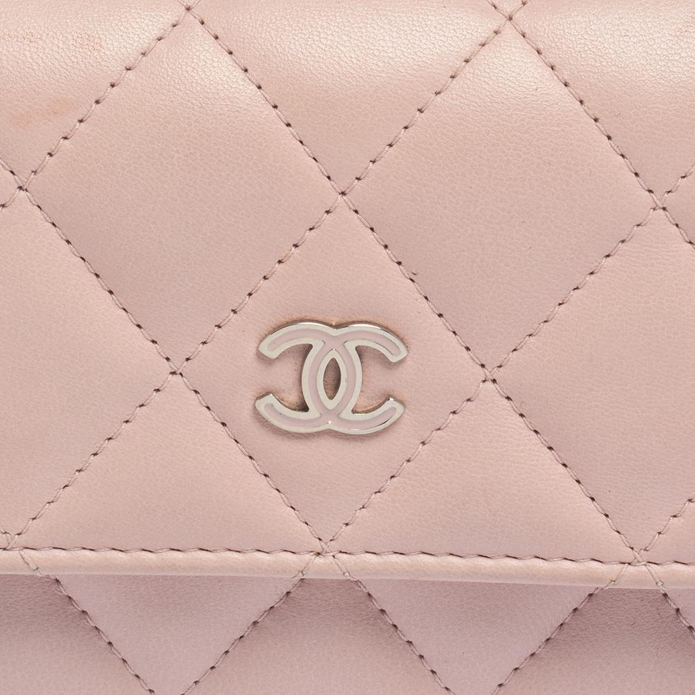 Chanel Light Pink Quilted Leather CC Flap Continental Wallet at 1stDibs ...
