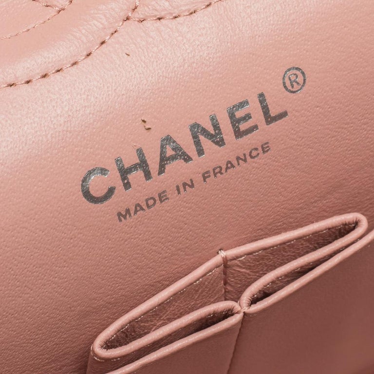 Chanel Light Pink Quilted Patent Leather Medium Classic Double Flap Bag ...