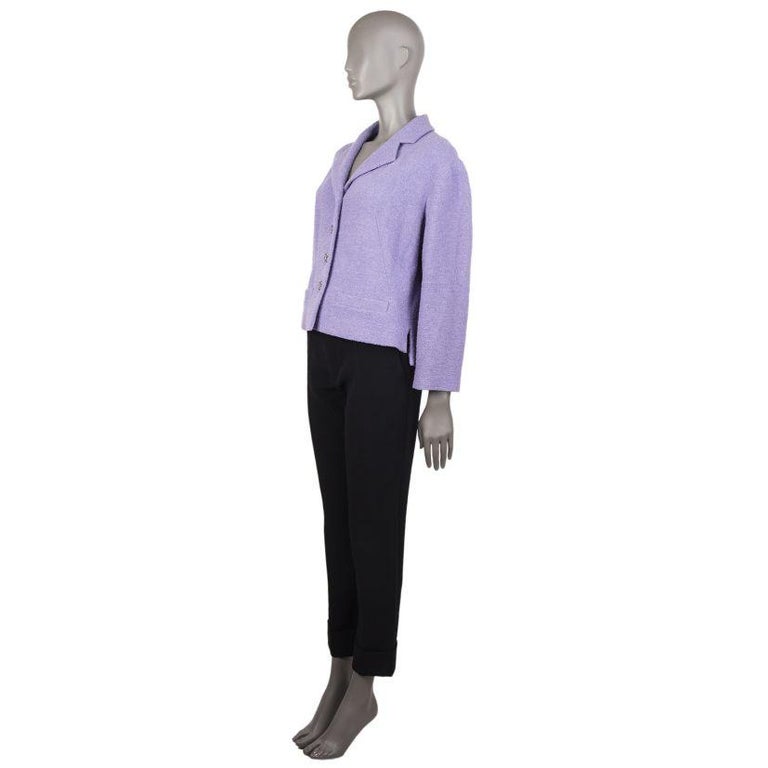 CHANEL lilac purple wool Tweed Short Blazer Jacket 48 XXXL For Sale at ...