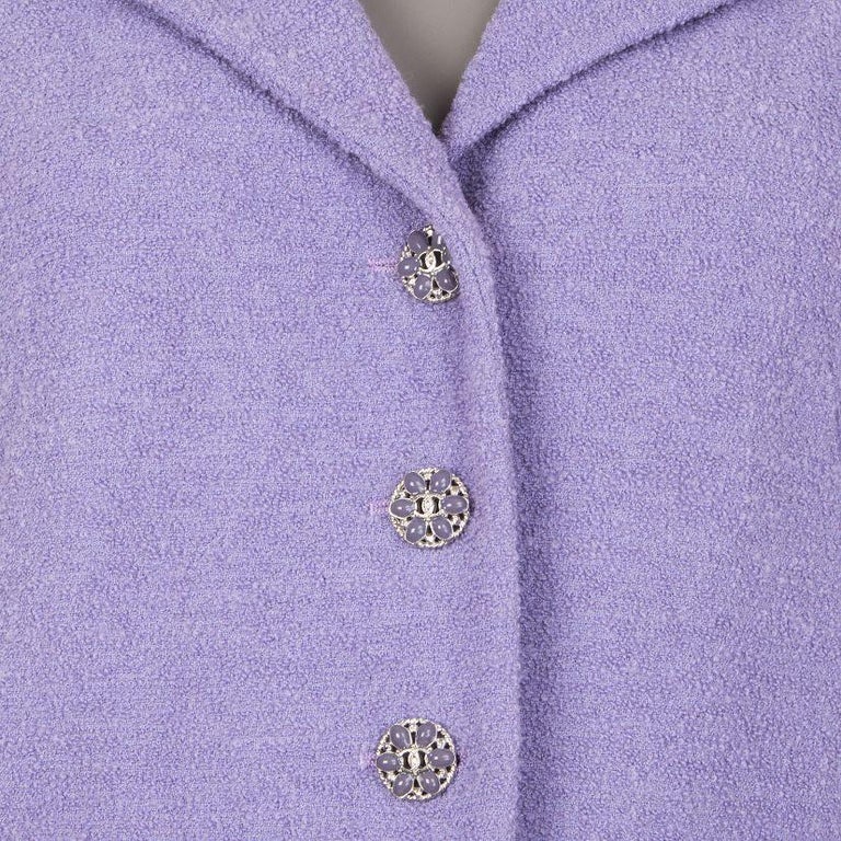 CHANEL lilac purple wool Tweed Short Blazer Jacket 48 XXXL For Sale at ...