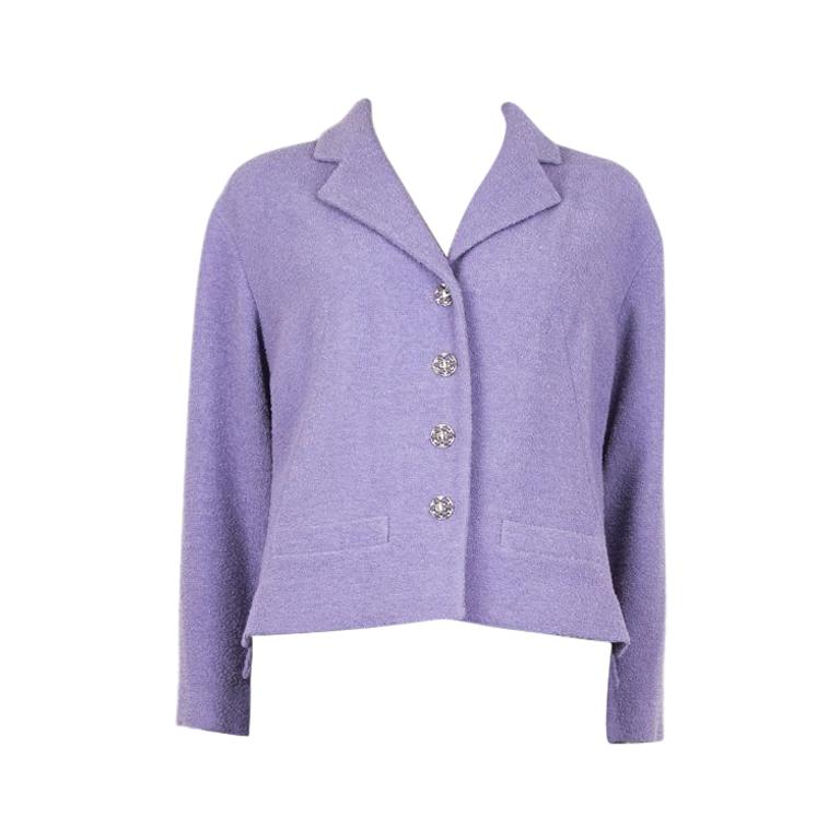 CHANEL lilac purple wool Tweed Short Blazer Jacket 48 XXXL For Sale at ...