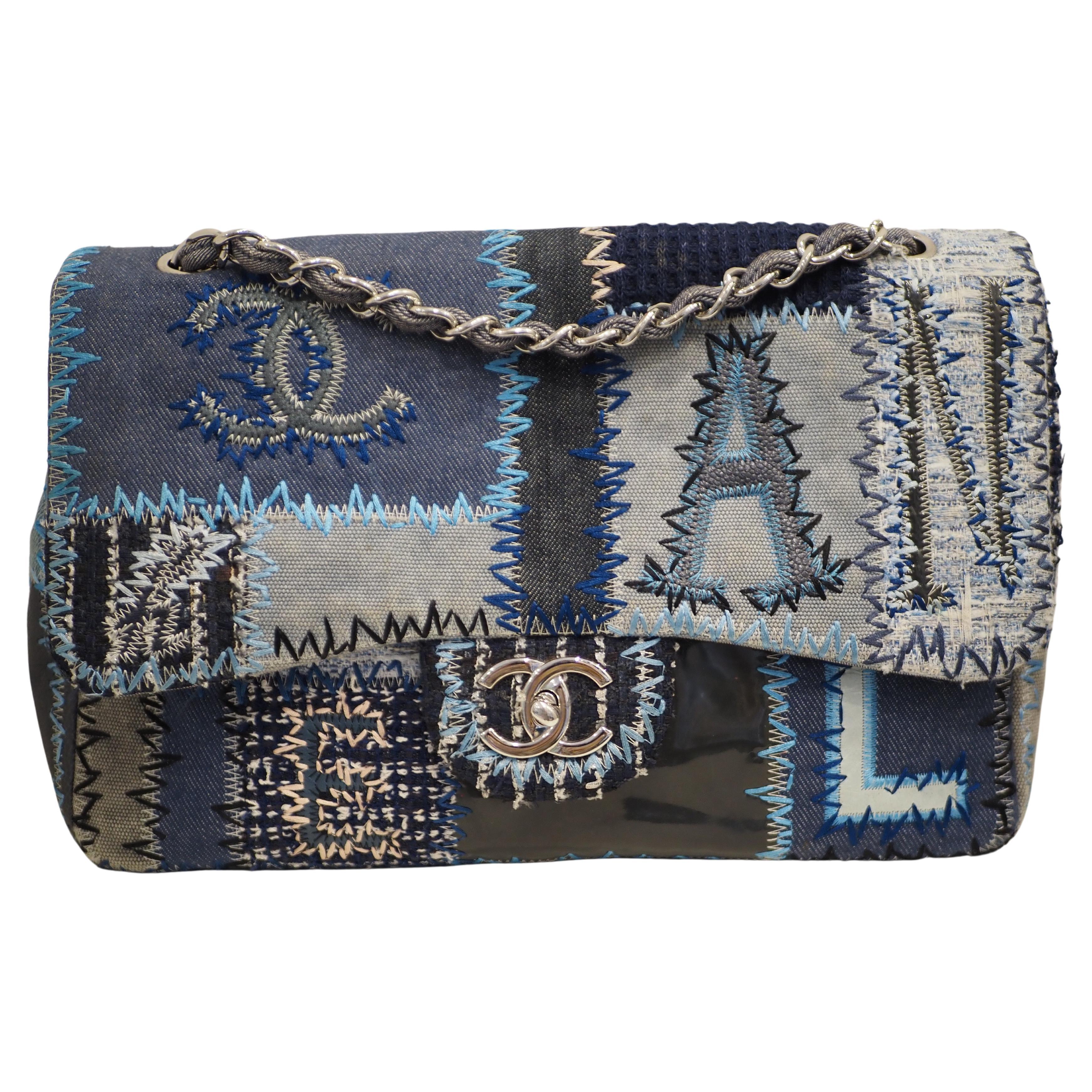 Chanel Limited edition timeless denim patchwork shoulder bag For Sale ...