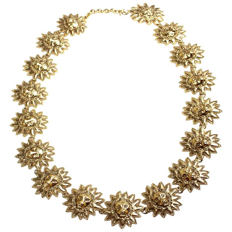Chanel lion heads gold gilded belt, circa 1980 at 1stDibs
