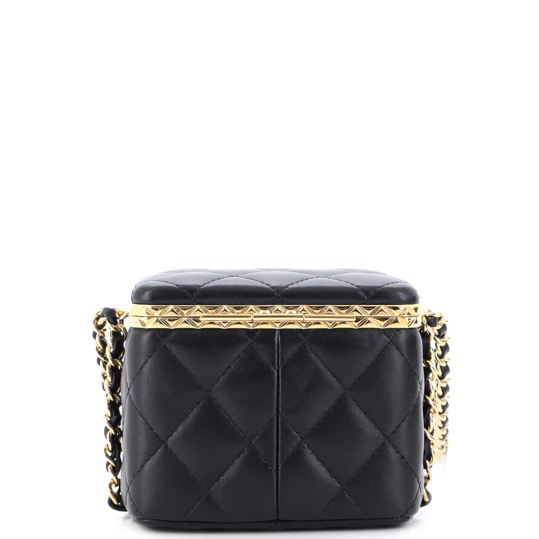 Chanel Lock Frame Vanity Case with Chain Quilted Lambskin Small For ...
