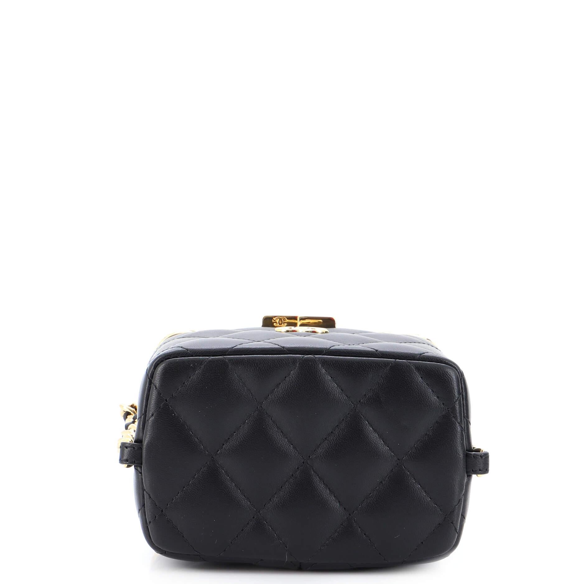 Chanel Lock Frame Vanity Case with Chain Quilted Lambskin Small For ...