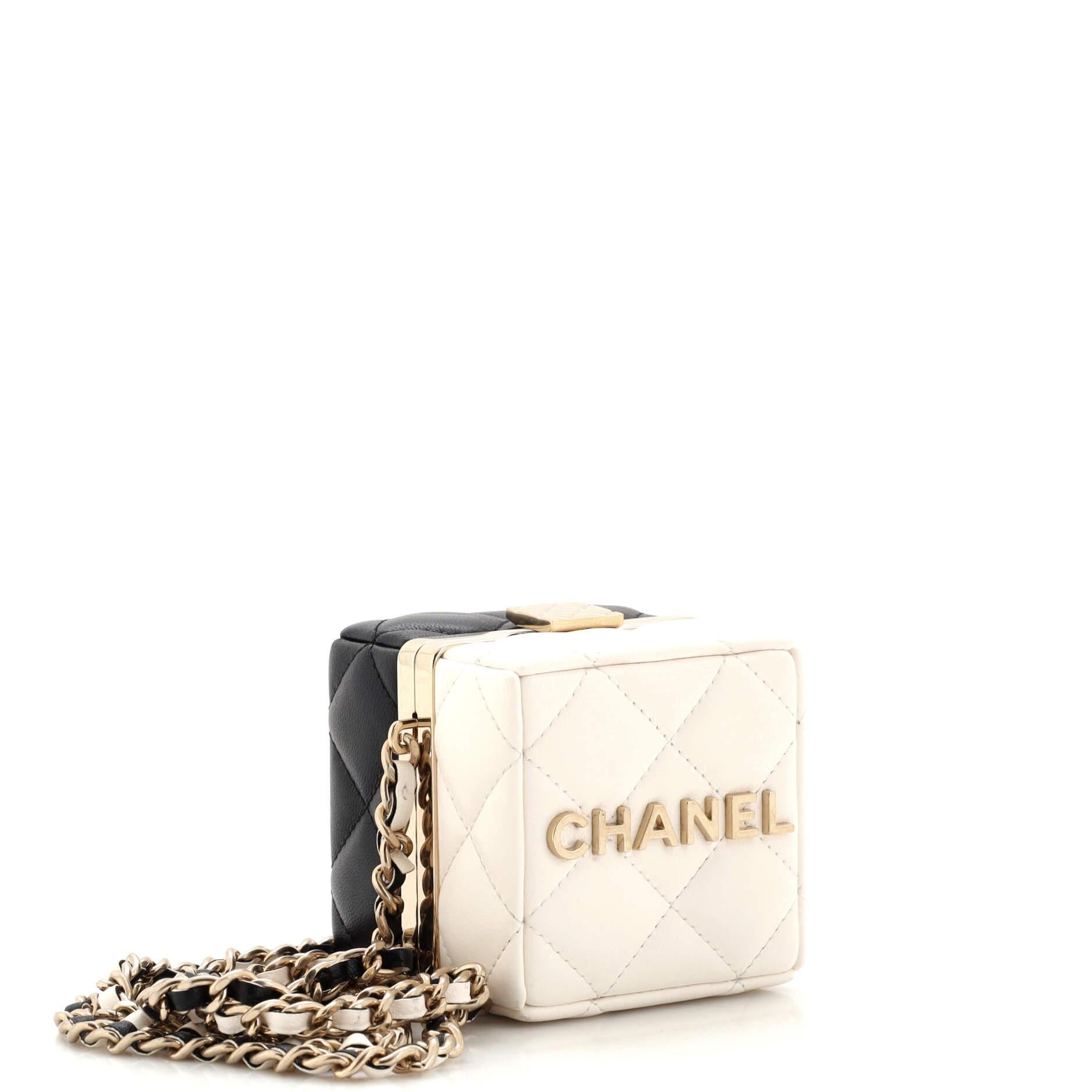 Chanel Logo Box Frame Clutch with Chain Quilted Lambskin Mini For Sale ...