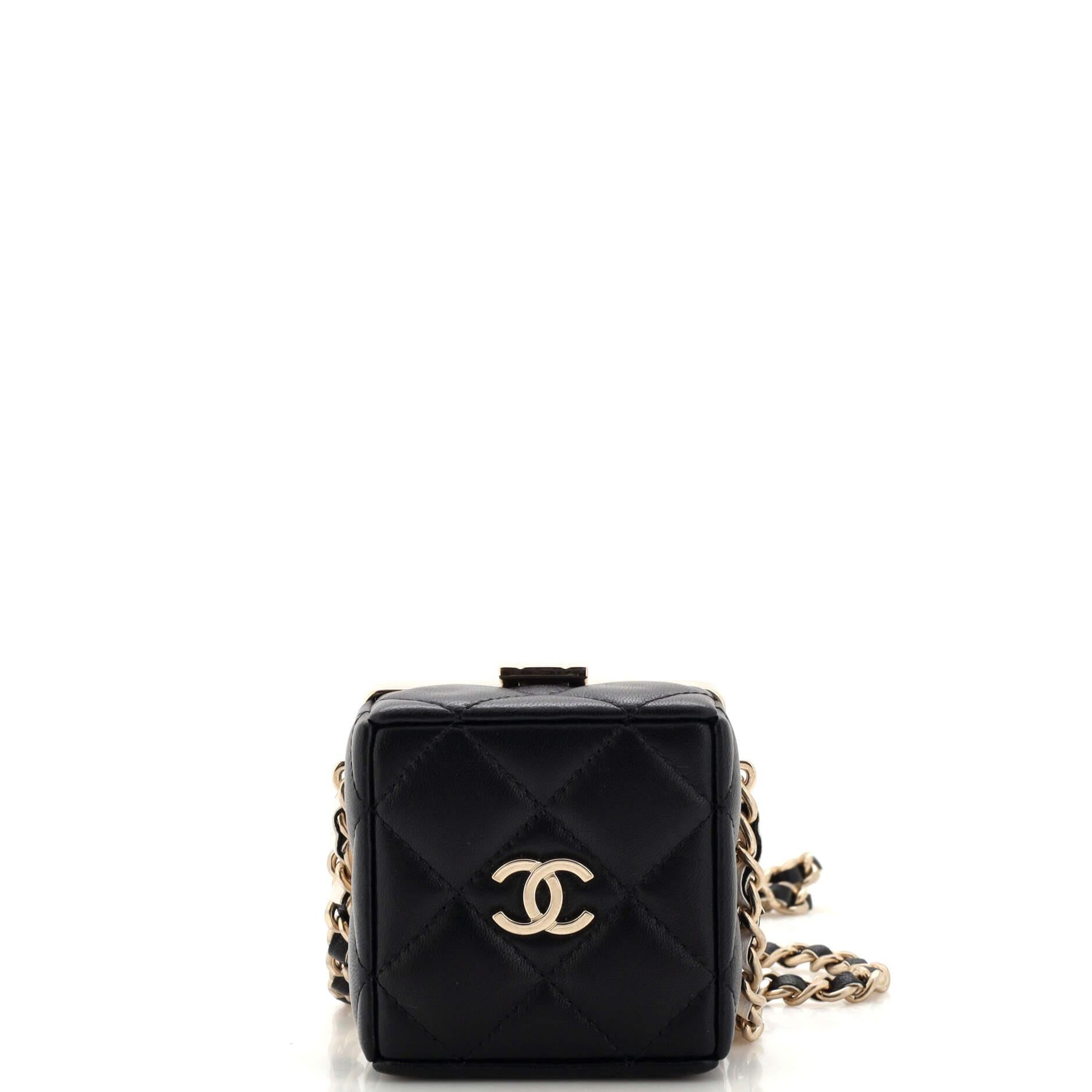 Chanel Logo Box Frame Clutch with Chain Quilted Lambskin Mini For Sale ...
