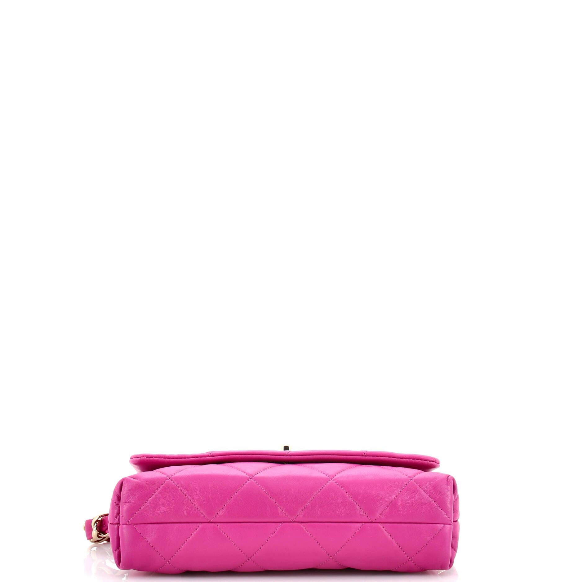 Chanel Logo Chain Strap Flap Bag Quilted Lambskin Medium For Sale at ...