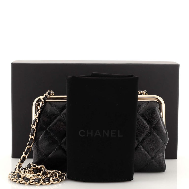 Chanel Logo Clasp Frame Clutch with Chain Quilted Lambskin Small For ...