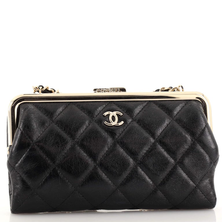 Chanel Logo Clasp Frame Clutch with Chain Quilted Lambskin Small For ...