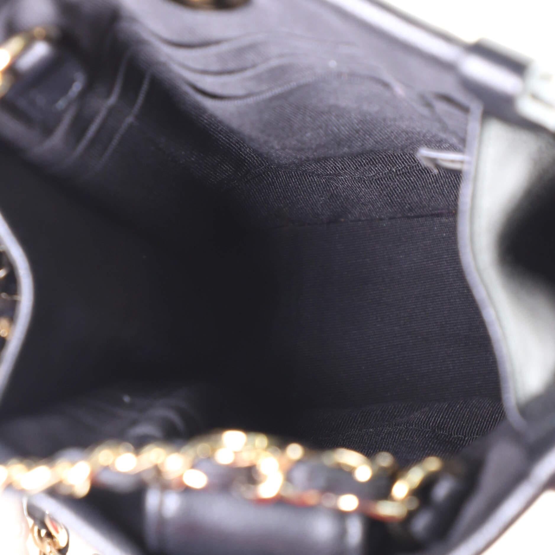 Chanel Logo Phone Clutch with Chain PVC Over Quilted Tweed at 1stDibs
