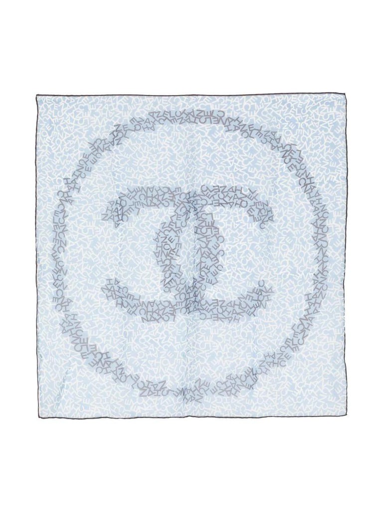 Chanel Logo Print Silk Scarf For Sale at 1stDibs