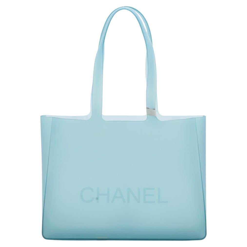 Chanel Logo Rubber Tote Bag Blue For Sale at 1stDibs