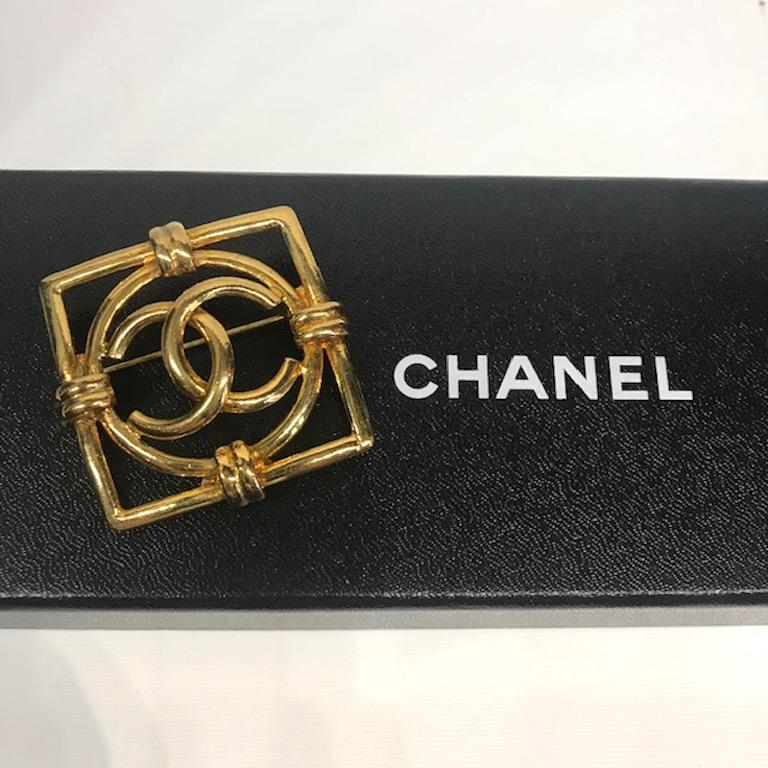 Chanel Logo Square Pin from 1992 at 1stDibs