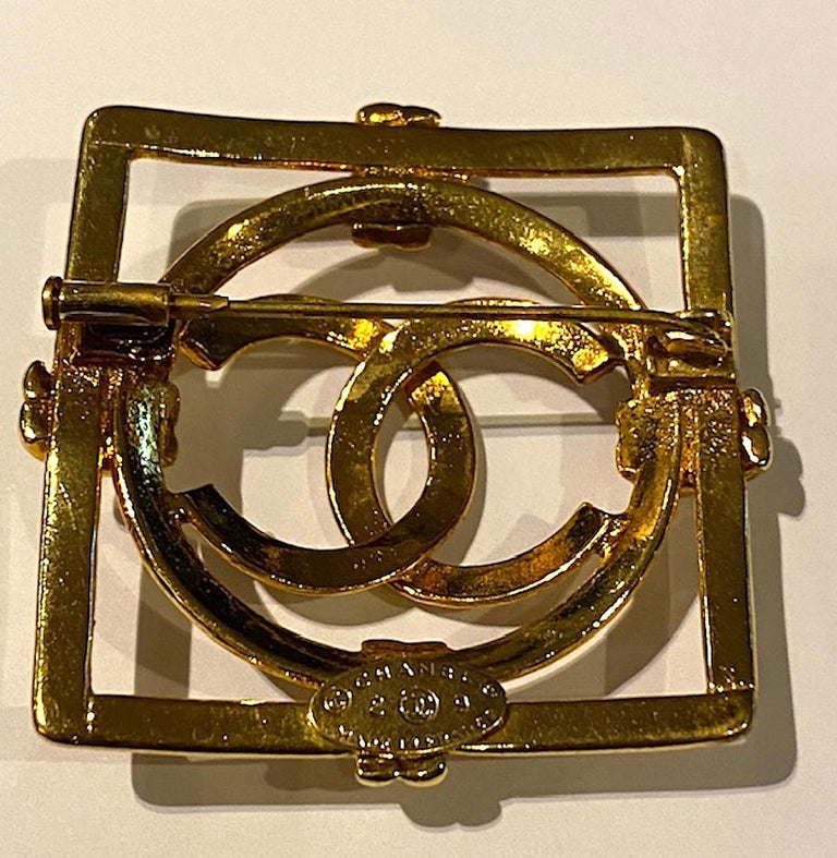 Chanel Logo Square Pin from 1992 at 1stDibs