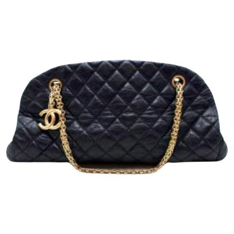 Chanel Mademoiselle Blue Leather Bowling Bag For Sale at 1stDibs
