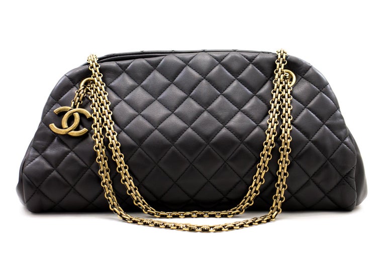 CHANEL Mademoiselle Bowling Chain Shoulder Bag Black Quilted For Sale ...