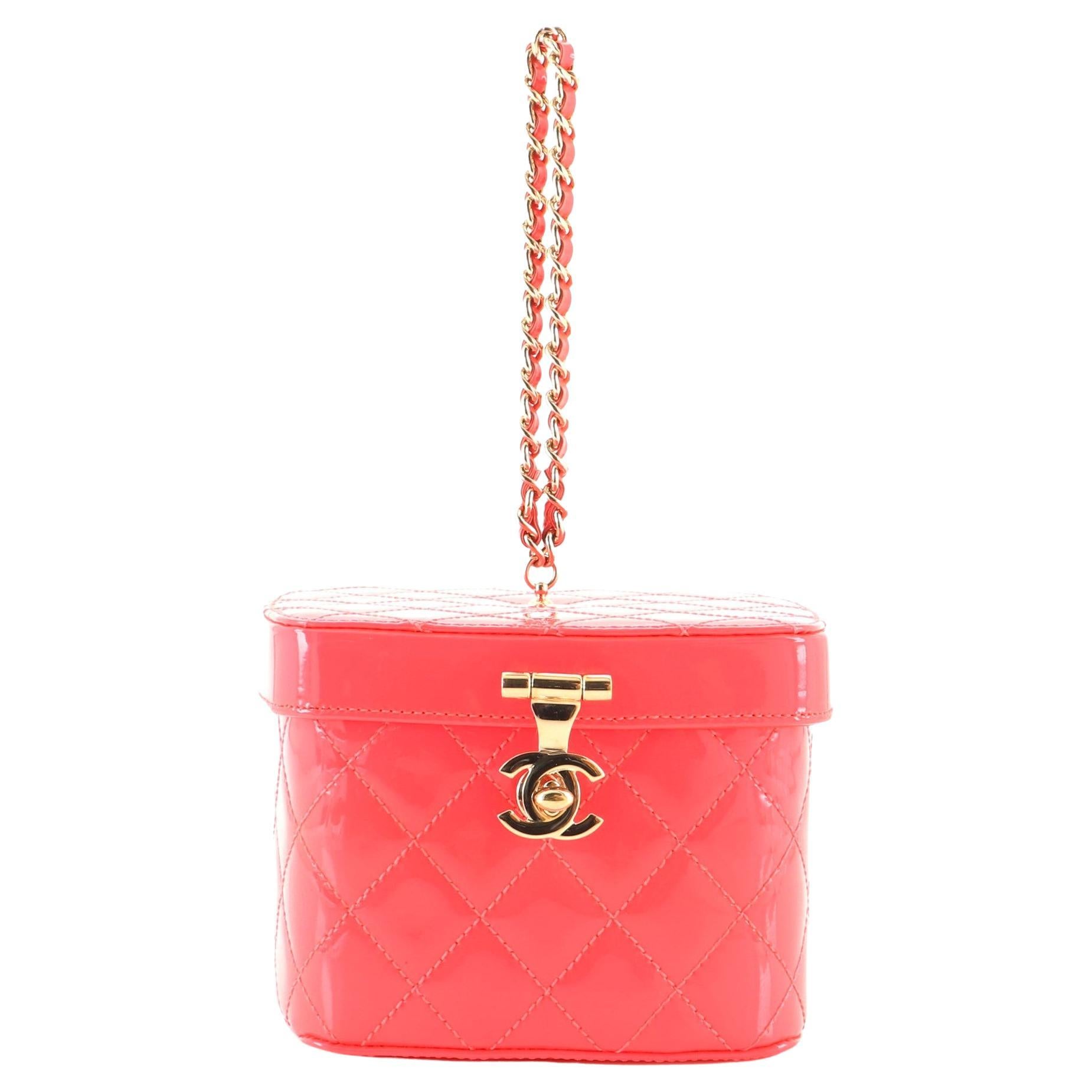Chanel Makeup Case Minaudiere Quilted Patent Mini For Sale at 1stDibs