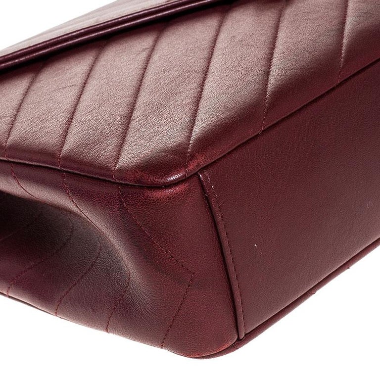 Chanel Maroon Chevron Leather Coco Envelope Shoulder Bag For Sale at ...