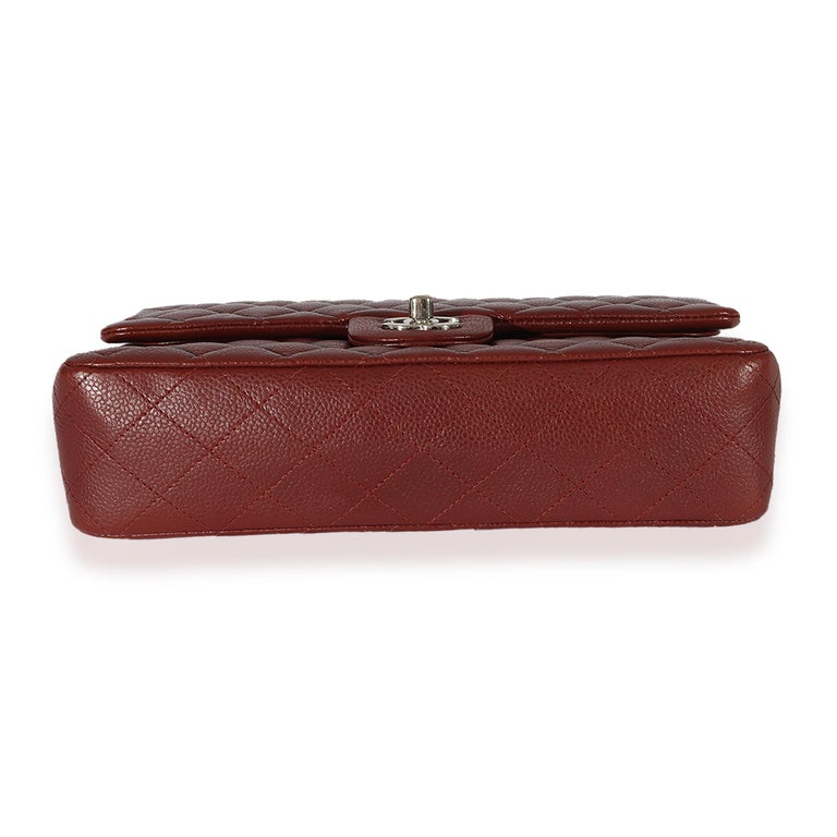 Chanel Maroon Quilted Caviar Medium Classic Double Flap Bag For Sale at ...