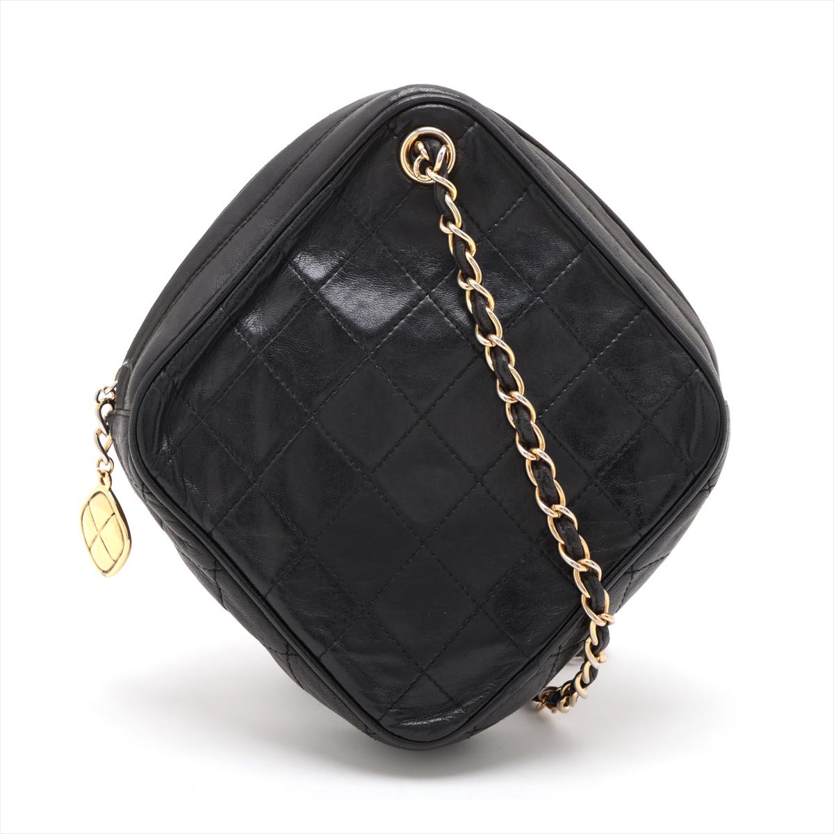 Chanel Matelasse Lambskin Diamond Chain Shoulder Bag Black For Sale at ...
