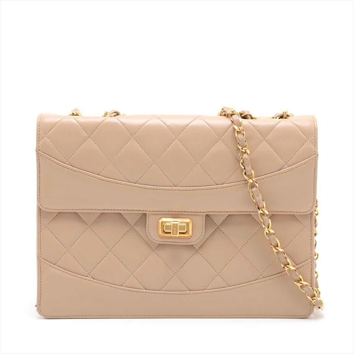 Chanel Matelasse Lambskin Single Flap Double Chain Bag Beige For Sale ...
