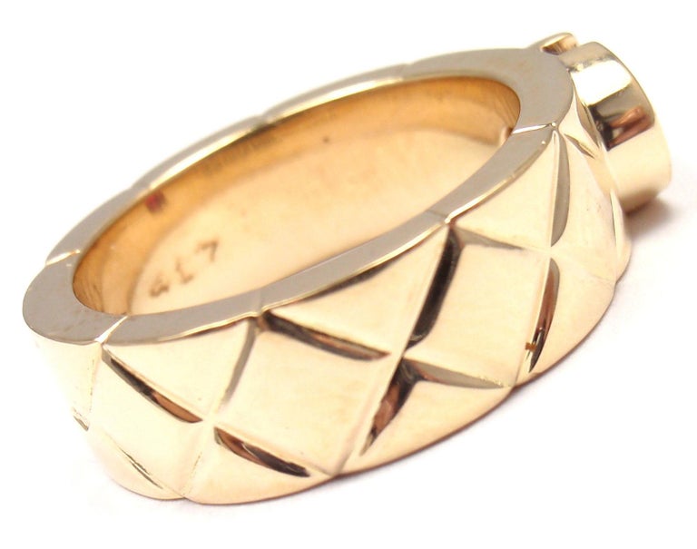 Chanel Matelasse Ruby Yellow Gold Band Ring at 1stDibs | chanel ruby ring