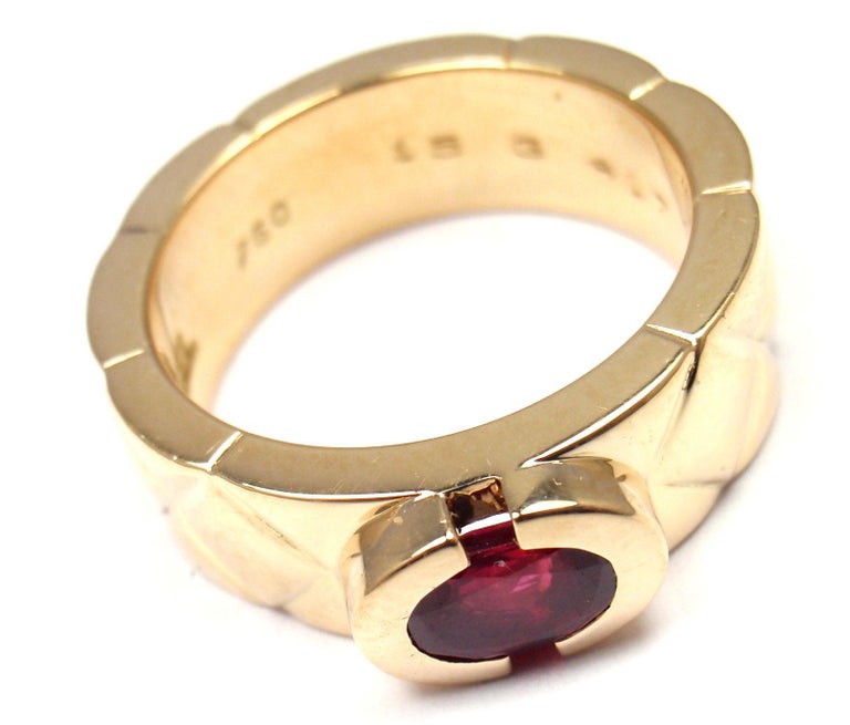 Chanel Matelasse Ruby Yellow Gold Band Ring at 1stDibs | chanel ruby ring