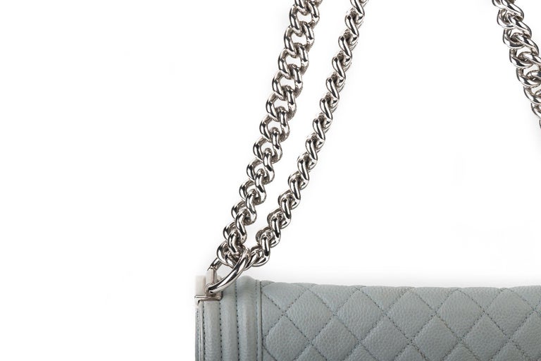 Chanel Maxi Grey Caviar Boy Bag For Sale at 1stDibs