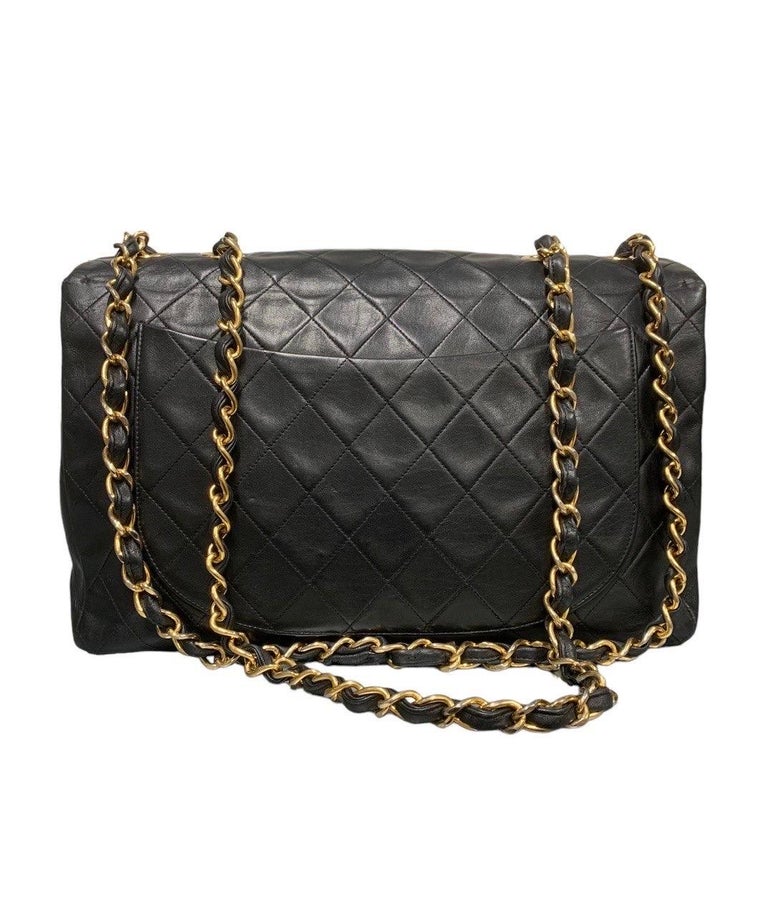 Chanel Maxi Jumbo Big Logo Black Shoulder Bag For Sale at 1stDibs