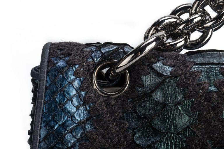 Chanel Maxi Navy Black Python Bag For Sale at 1stDibs