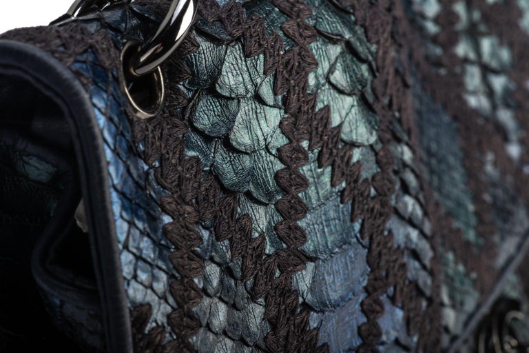 Chanel Maxi Navy Black Python Bag For Sale at 1stDibs