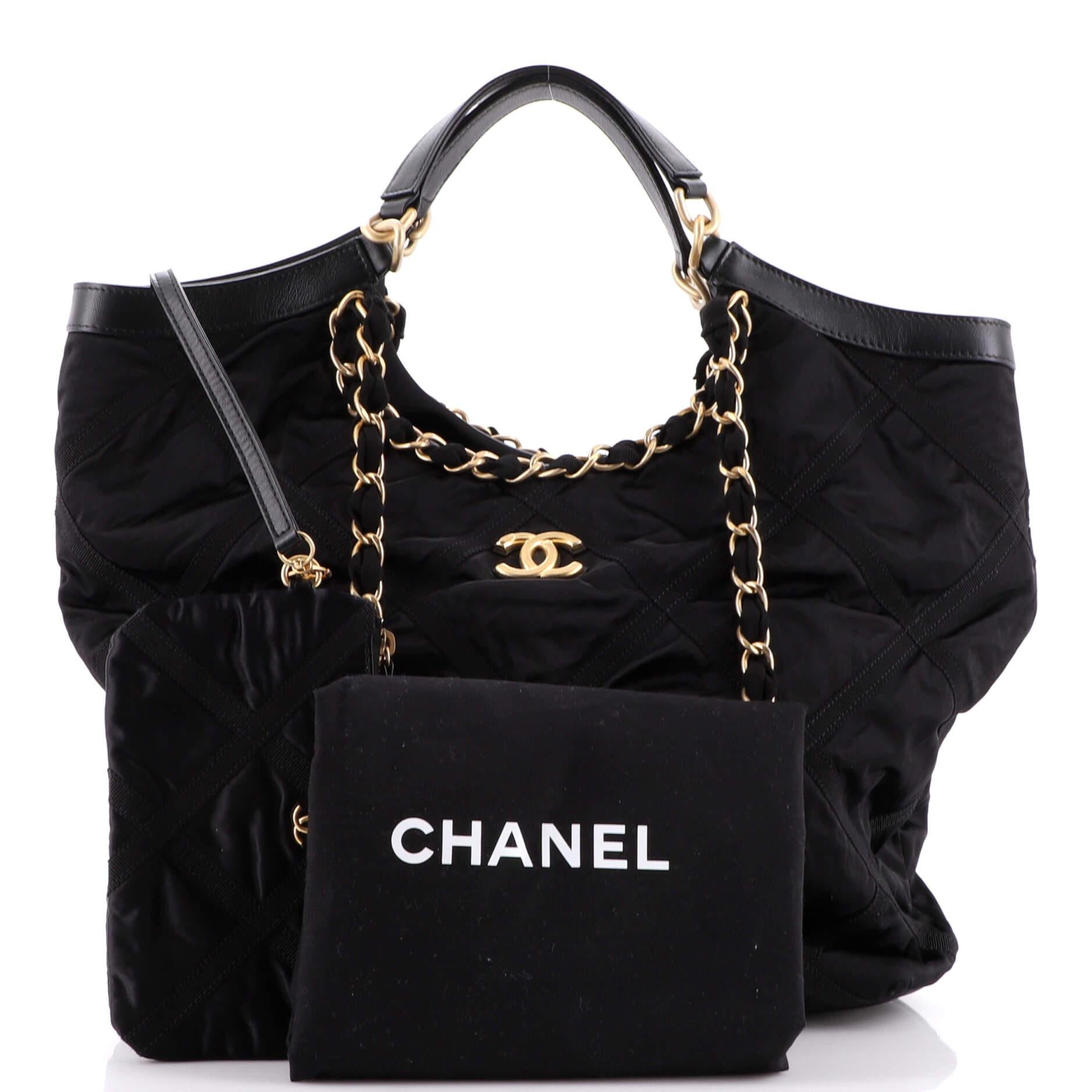 Chanel Maxi Shopping Bag Satin with Grosgrain at 1stDibs