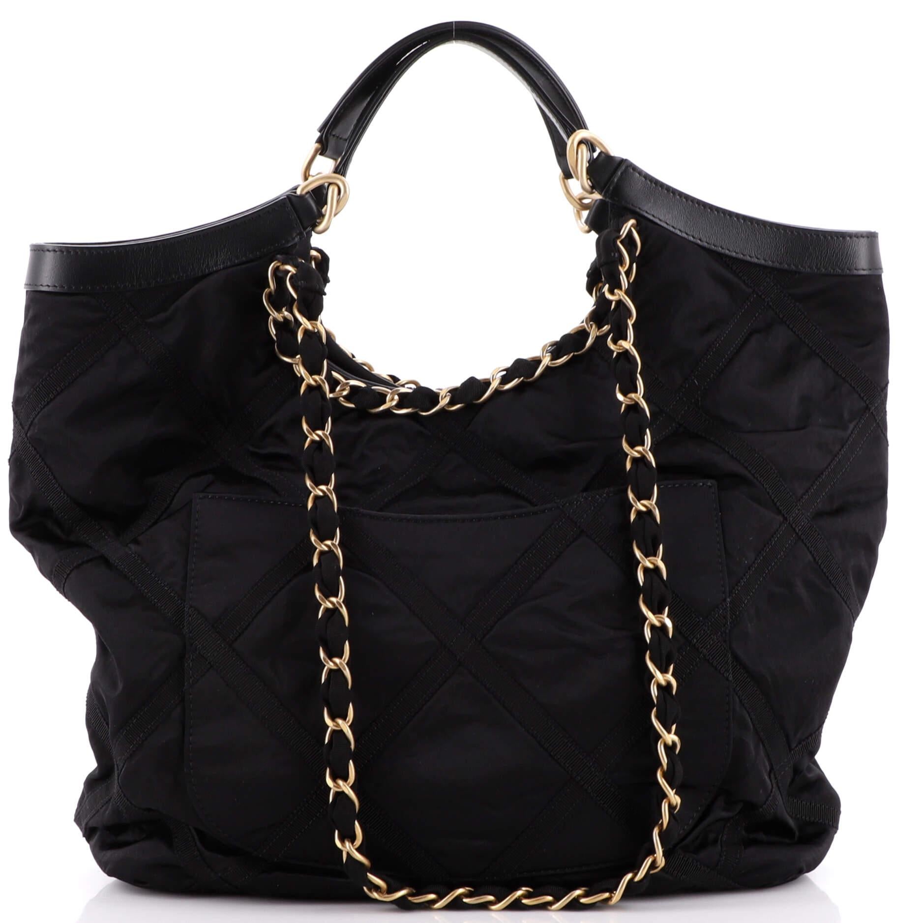 Chanel Maxi Shopping Bag Satin with Grosgrain at 1stDibs