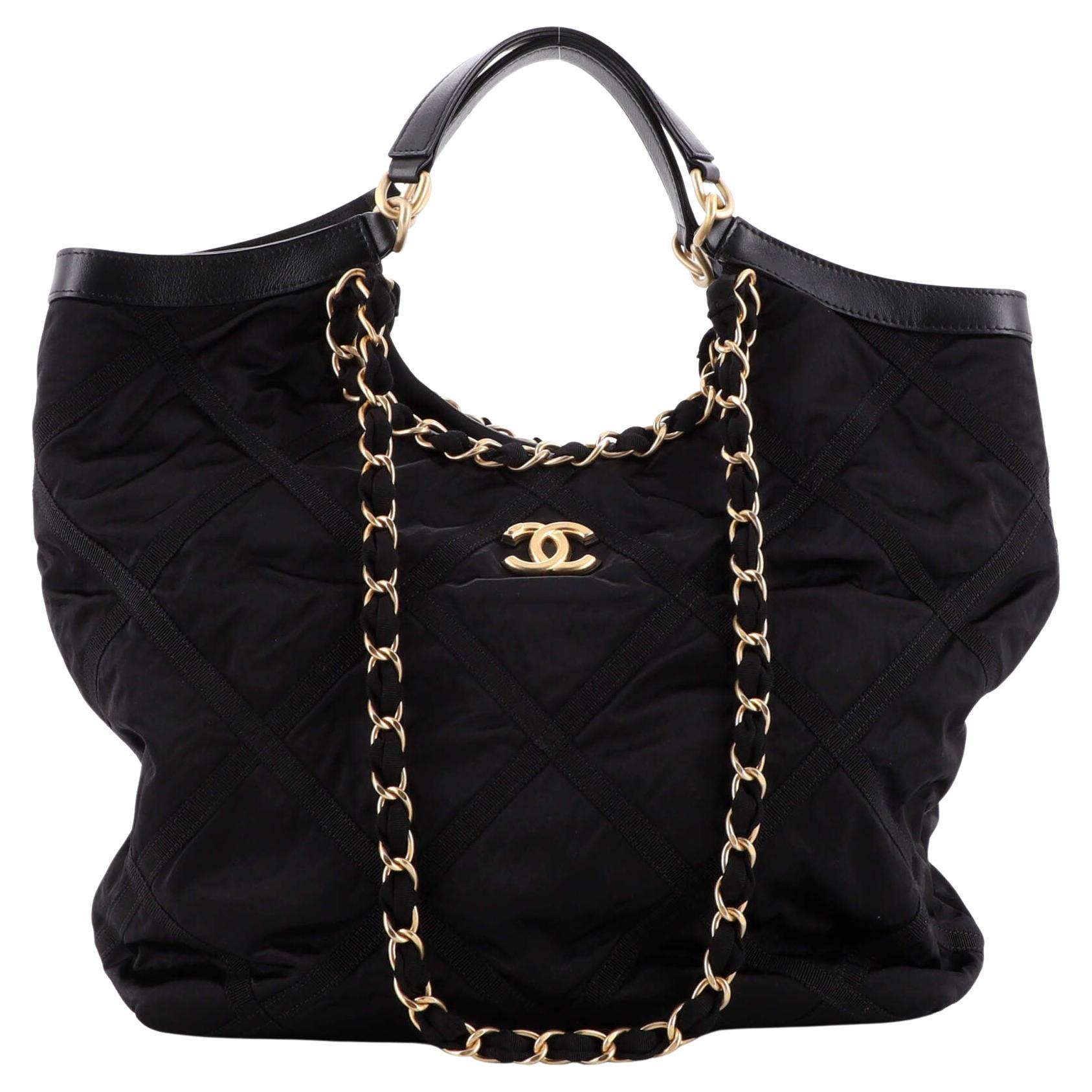 Chanel Maxi Shopping Bag Satin with Grosgrain at 1stDibs