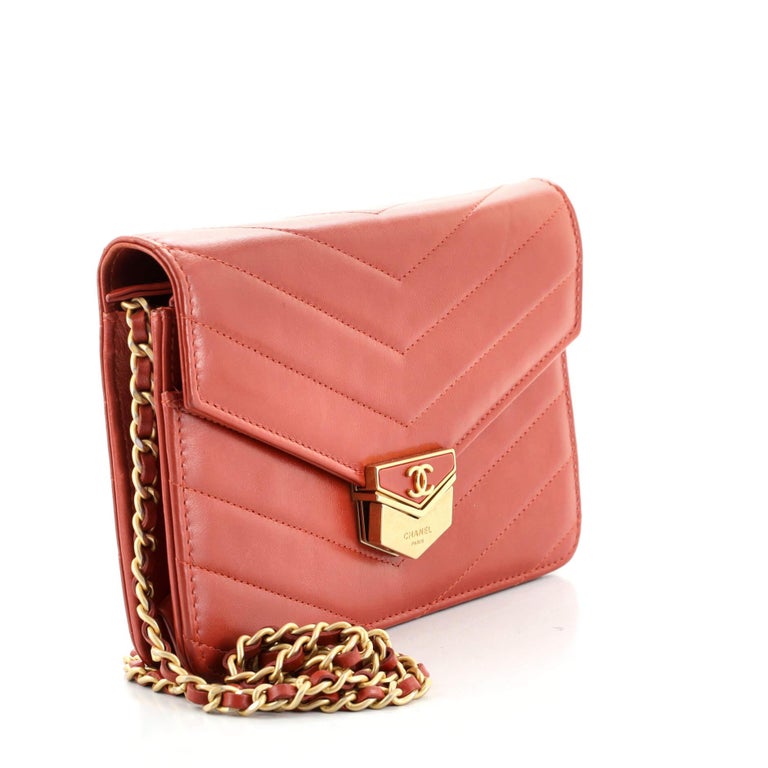 Chanel Medal Envelope Wallet on Chain Chevron Calfskin at 1stDibs