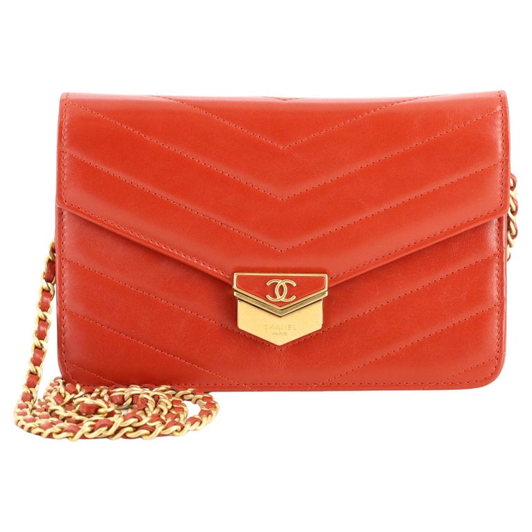 Chanel Medal Envelope Wallet on Chain Chevron Calfskin For Sale at 1stDibs