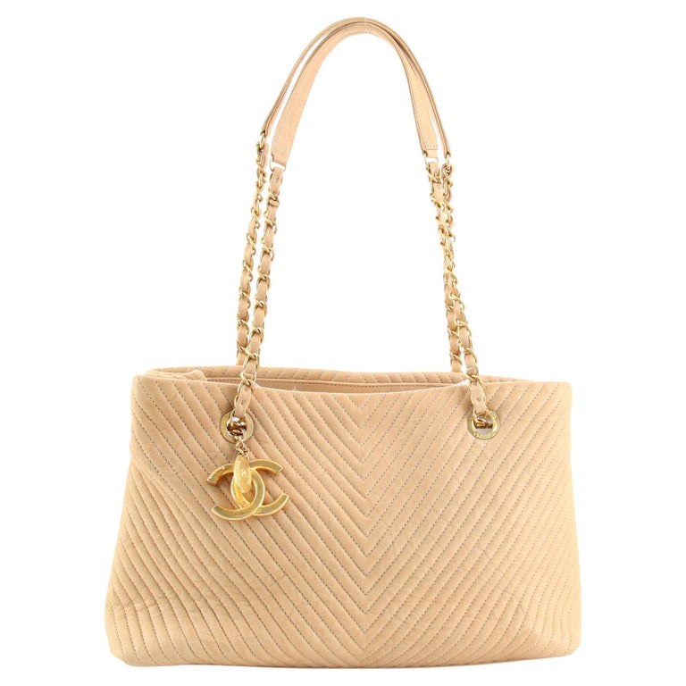 Chanel Medallion Charm Tote Chevron Wrinkled Lambskin Medium For Sale ...