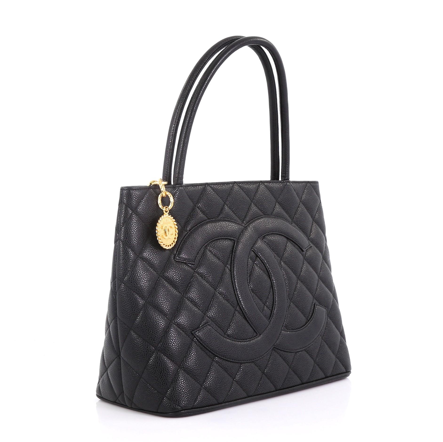Chanel Medallion Tote Quilted Caviar at 1stDibs