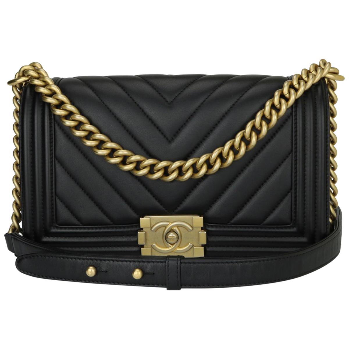 Chanel Boy Bag Black Gold