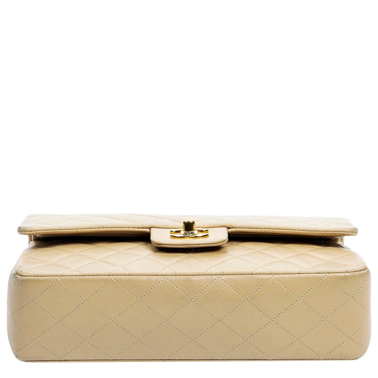 Chanel Medium Creme Lambskin Double Flap Bag For Sale at 1stDibs