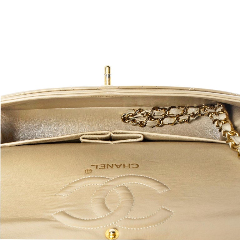 Chanel Medium Creme Lambskin Double Flap Bag For Sale at 1stDibs
