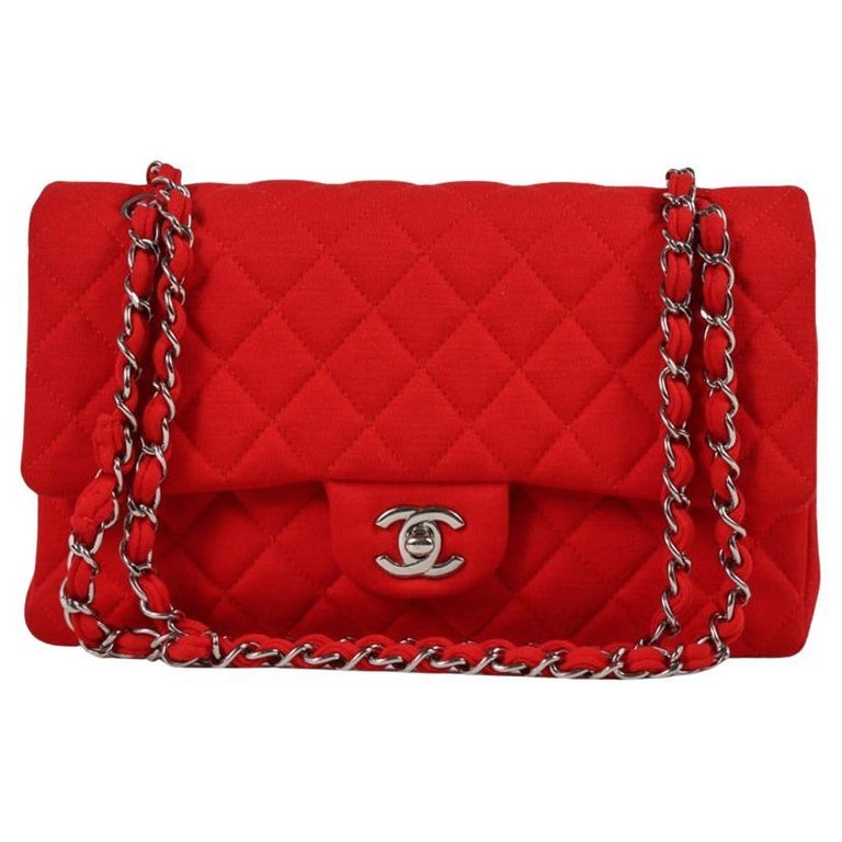 CHANEL MEDIUM JERSEY DOUBLE FLAP SHOULDER Bag For Sale at 1stDibs