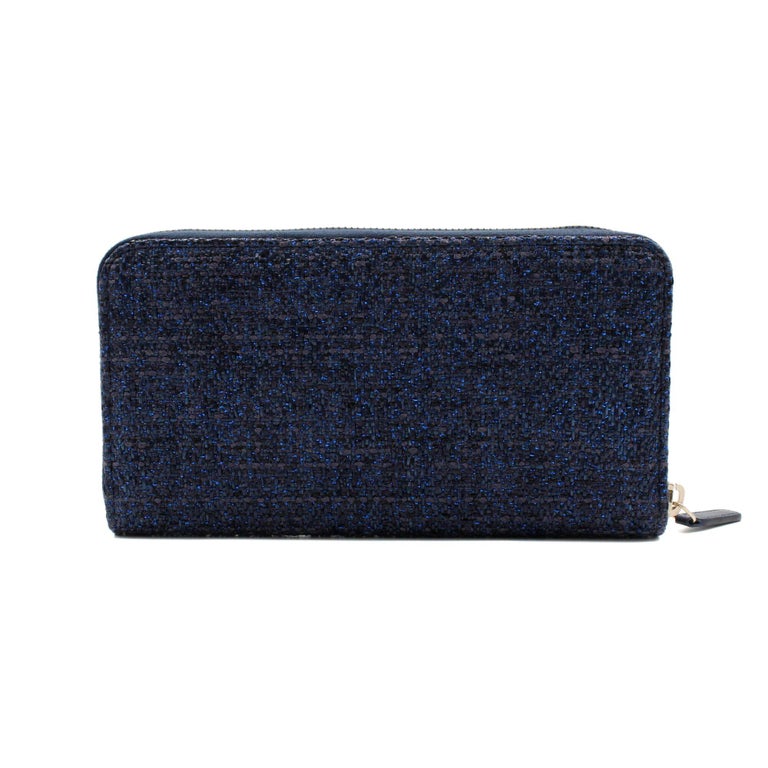 Chanel Medium Navy Blue Tweet Canvas Zip Wallet A81977 5B746 at 1stDibs