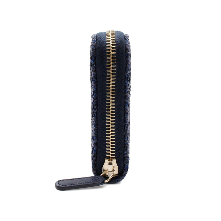 Chanel Medium Navy Blue Tweet Canvas Zip Wallet A81977 5B746 at 1stDibs