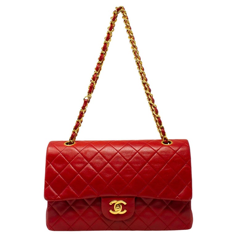 Chanel Medium Red Double Flap Bag For Sale at 1stDibs
