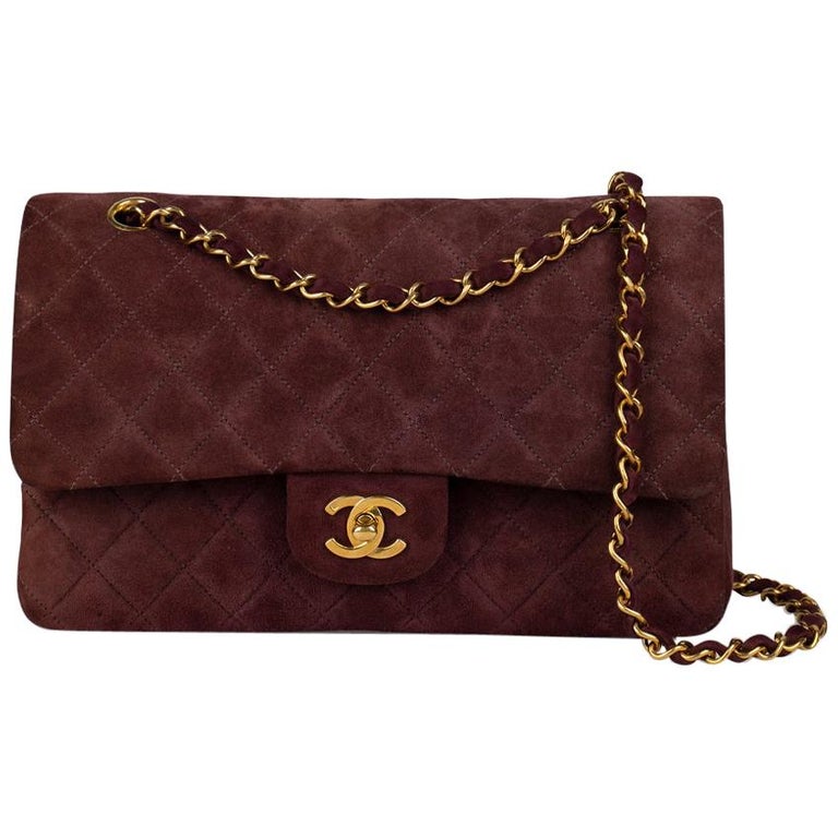 Chanel Medium Suede Classic Double Flap bag For Sale at 1stDibs