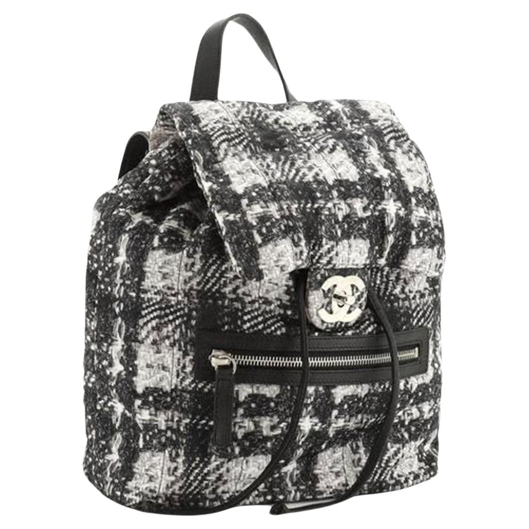 Chanel Medium Zip Printed Black and White Nylon Backpack For Sale at ...