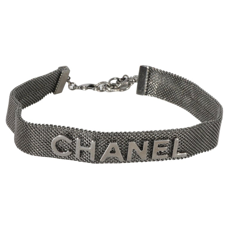 Chanel Mesh Logo Choker Necklace For Sale at 1stDibs